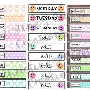 Retro Daisy 10 Drawer Labels L Editable - Etsy