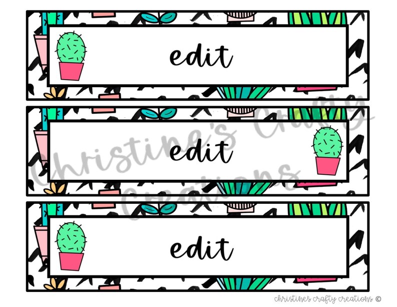 Cactus Drawer Labels L Editable - Etsy
