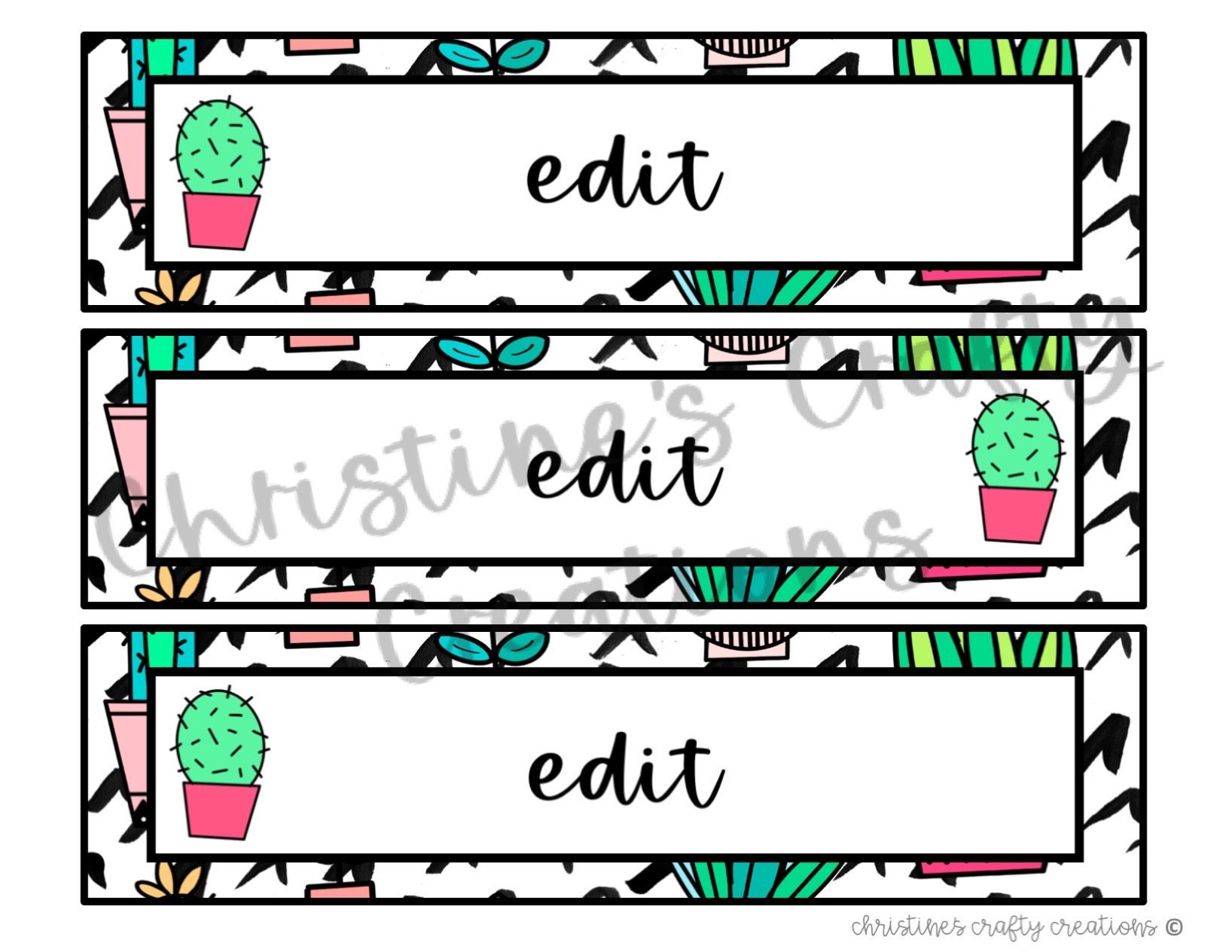 Cactus Drawer Labels L Editable - Etsy