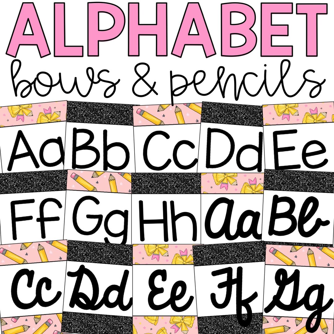 Coquette Bows and Pencils Alphabet Posters - Etsy