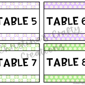 Retro Daisy Table and Cubby Numbers - Etsy