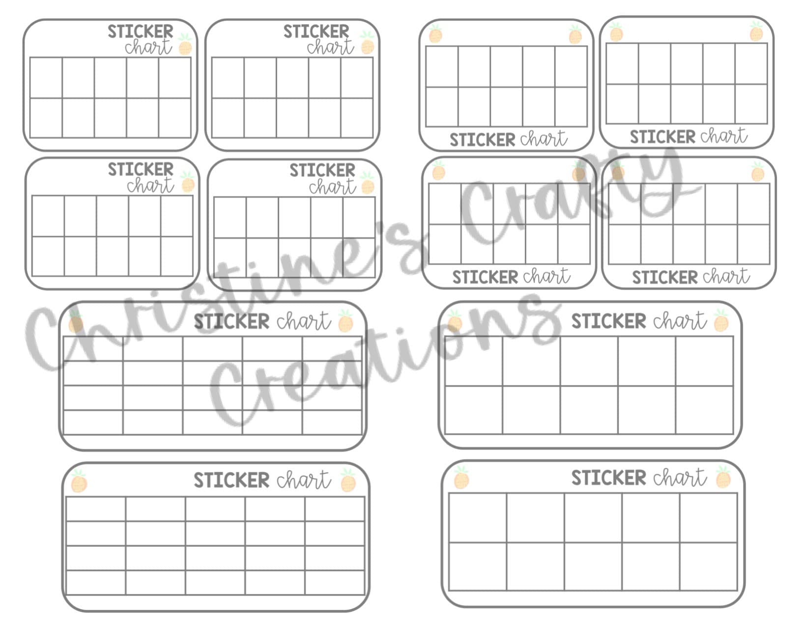 Pineapple Sticker Chart L Editable - Etsy
