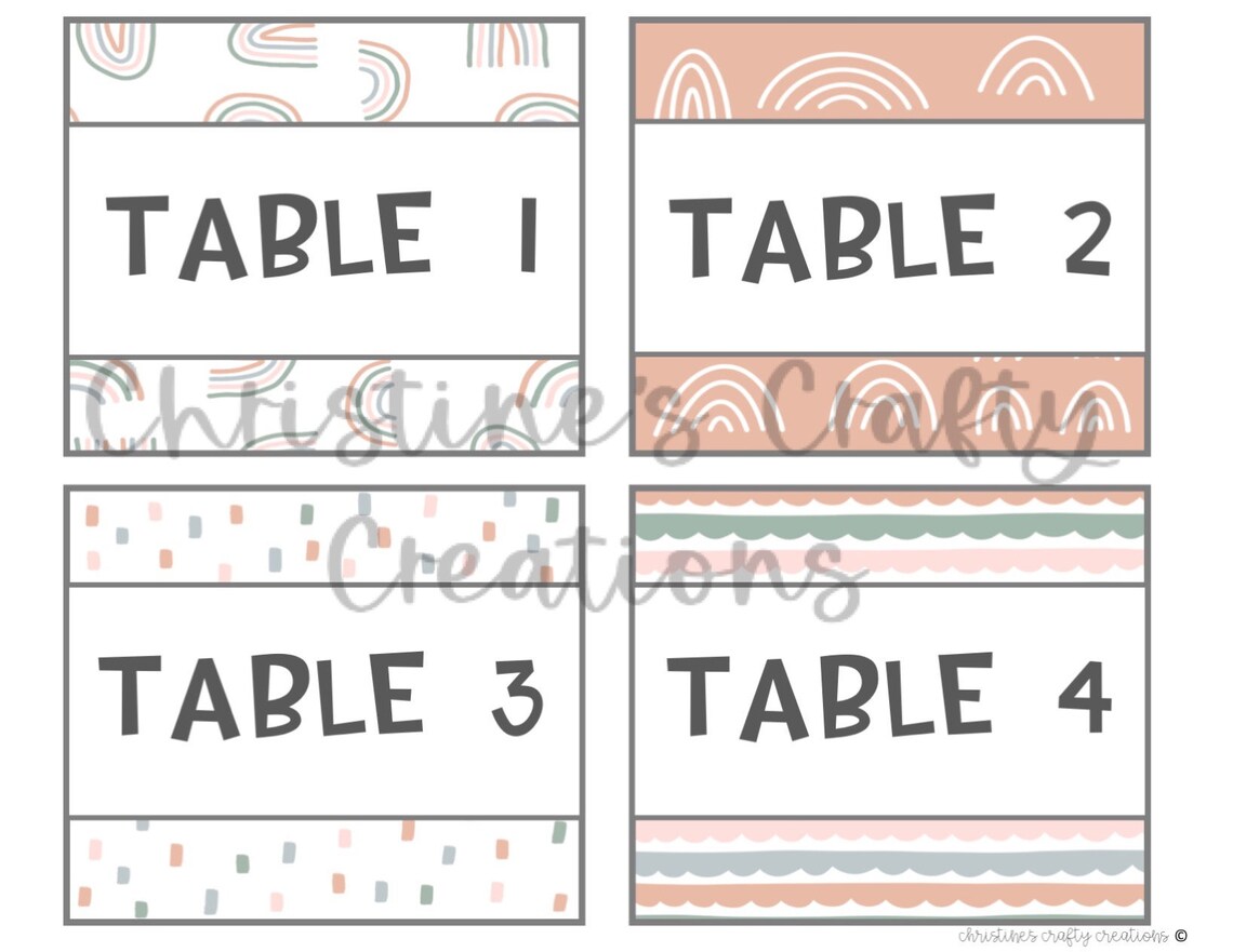 BOHO Table and Cubby Numbers - Etsy