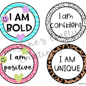 Groovy Leopard and Dalmatian Affirmation Circles L Affirmation Mirror ...