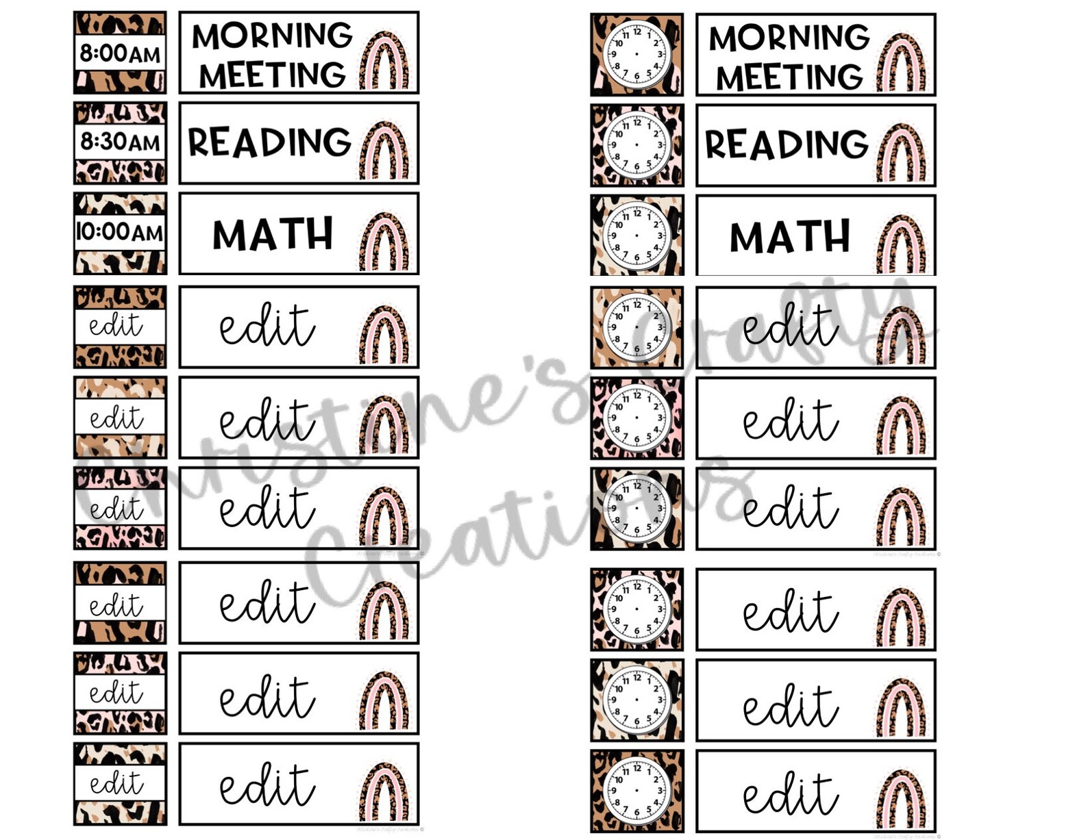Leopard Daily Schedule L Editable - Etsy