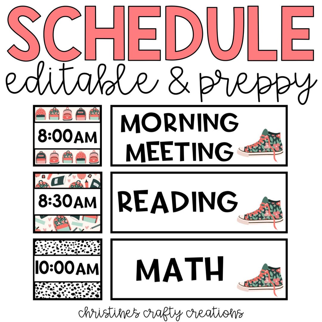 Preppy Dalmatian Schedule L Editable - Etsy