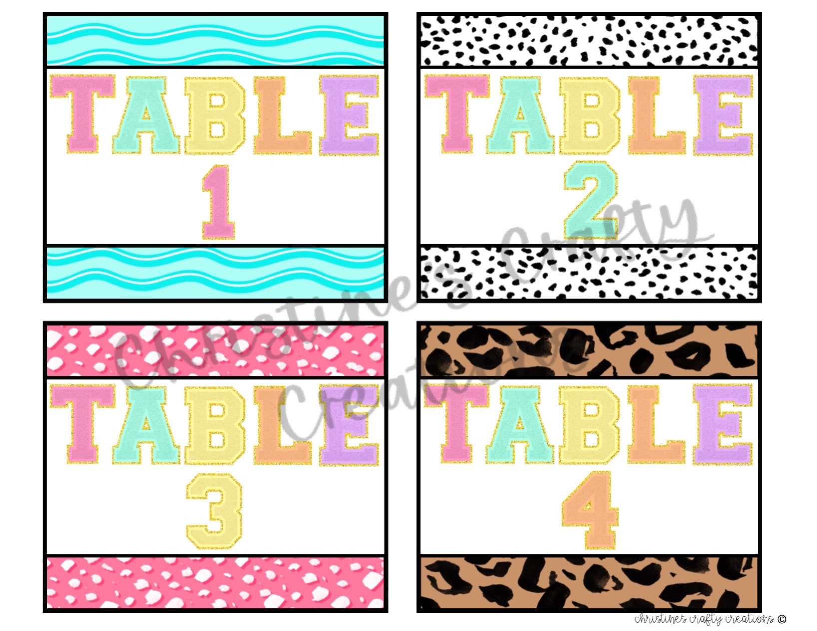 Groovy Leopard and Dalmatian Table and Cubby Numbers - Etsy