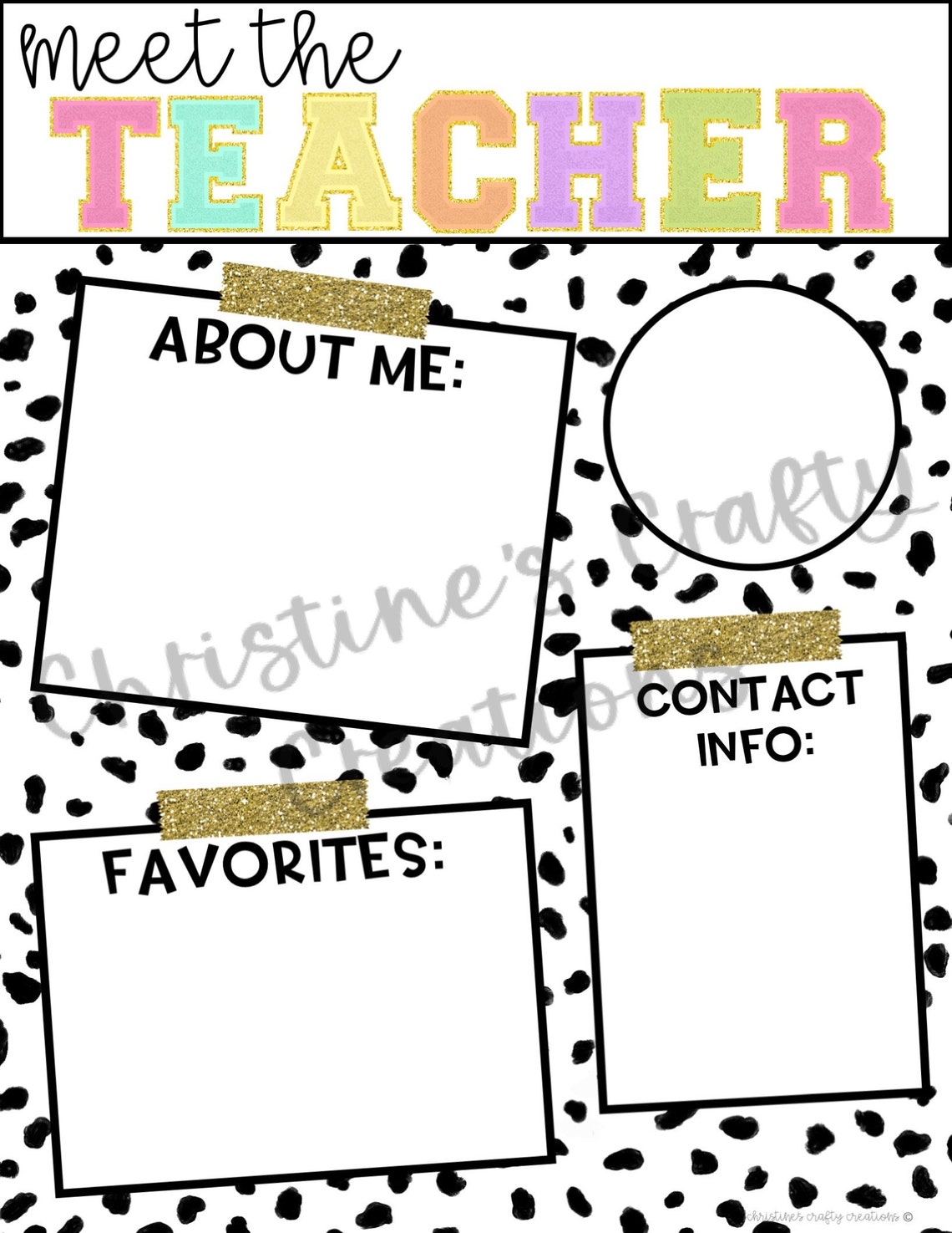 Groovy Leopard and Dalmatian Meet the Teacher Page L Editable - Etsy