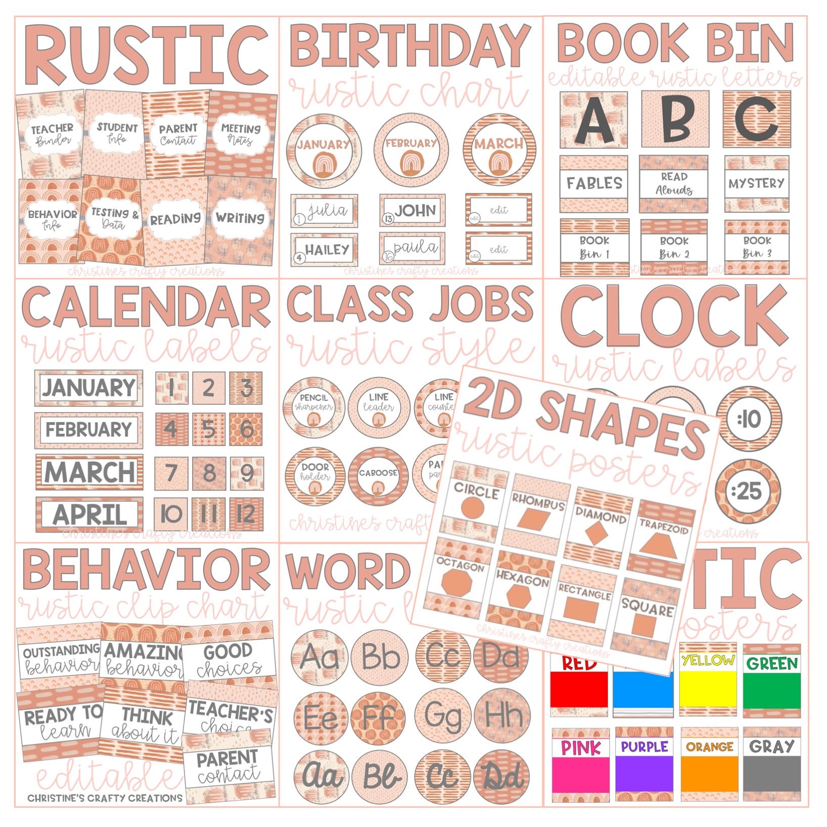 Rustic Boho Classroom Decor Bundle - Etsy