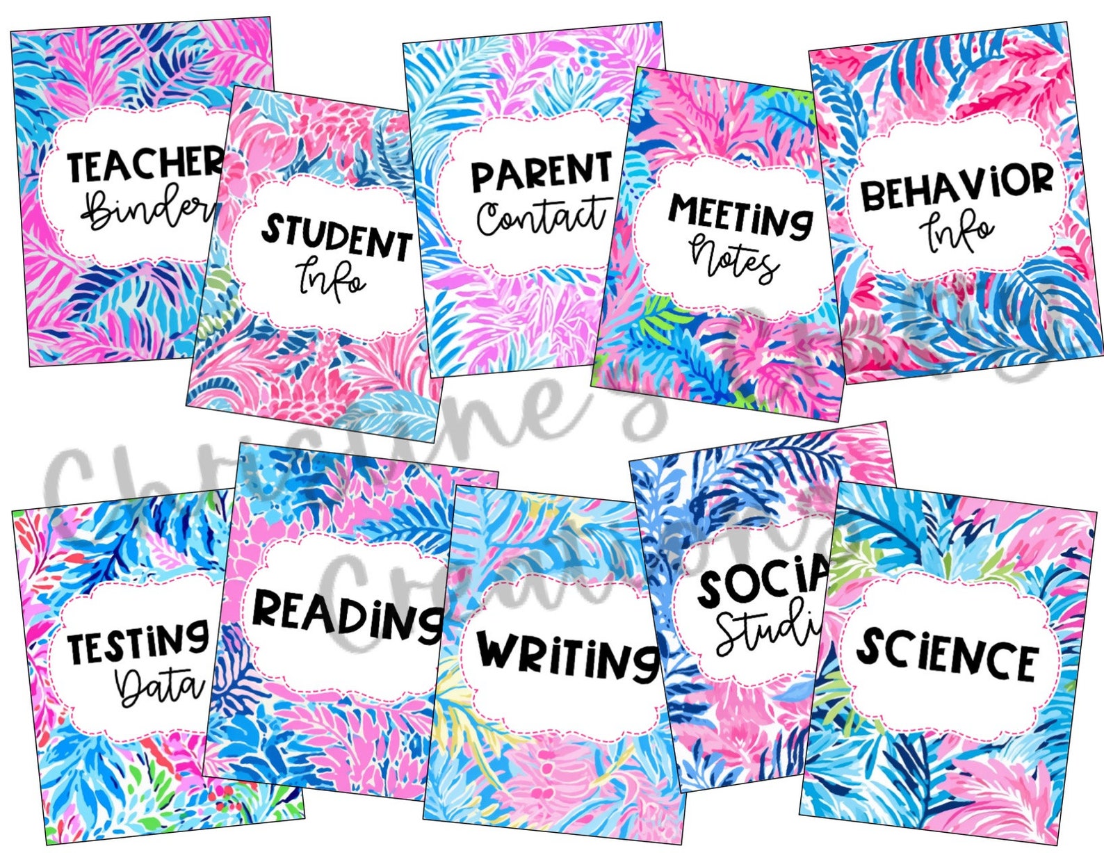 Preppy and Tropical Binder Covers and Spines L Editable - Etsy