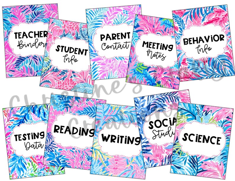 Preppy and Tropical Binder Covers and Spines L Editable - Etsy