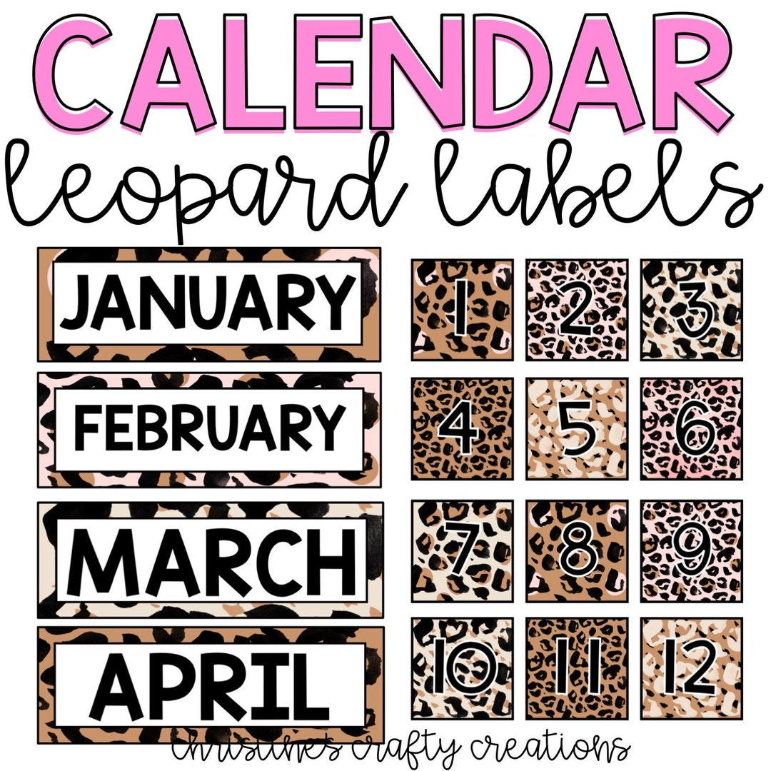 Leopard Calendar Labels L Editable - Etsy