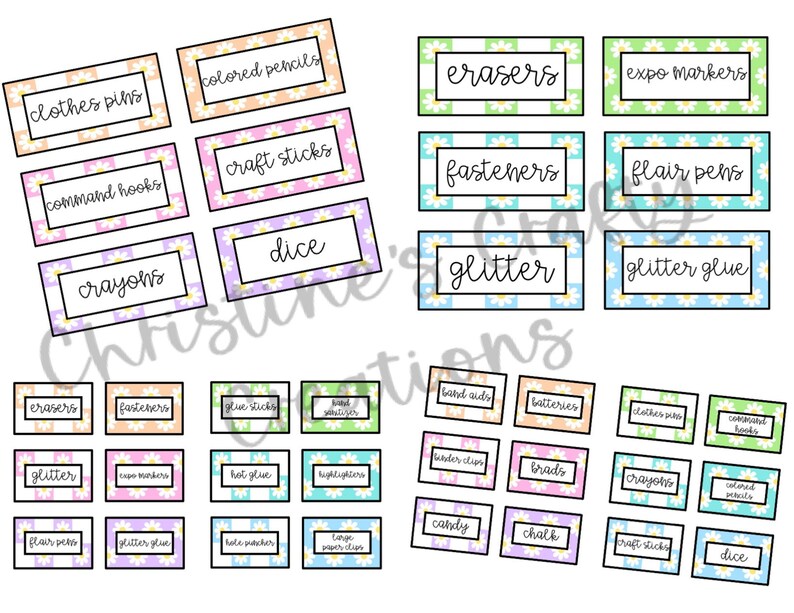 Retro Daisy Toolbox Labels L Editable - Etsy