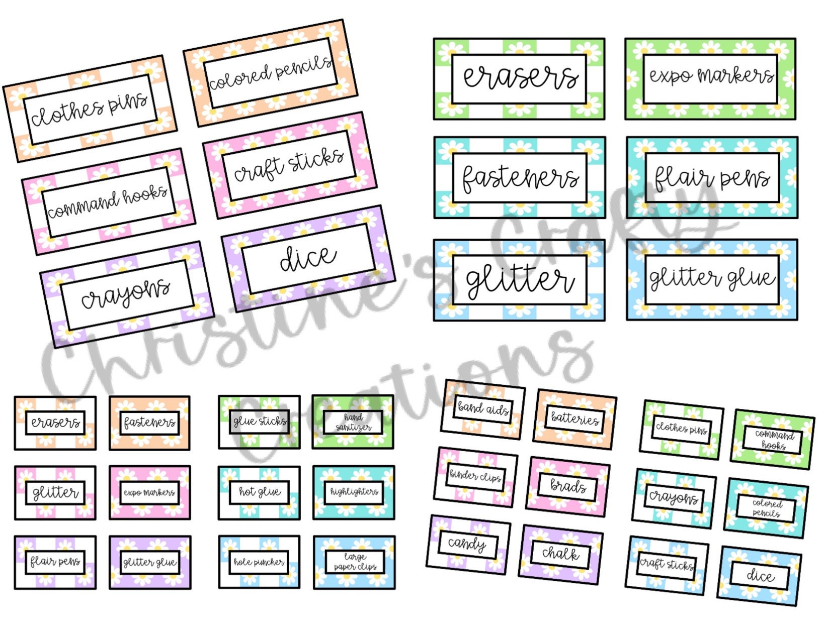Retro Daisy Toolbox Labels L Editable - Etsy