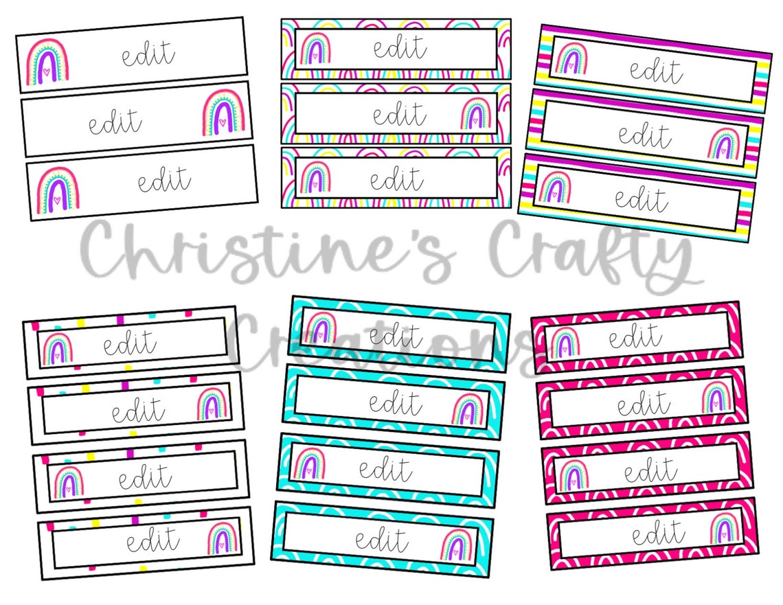 Bright Rainbow Boho Drawer Labels L Editable - Etsy