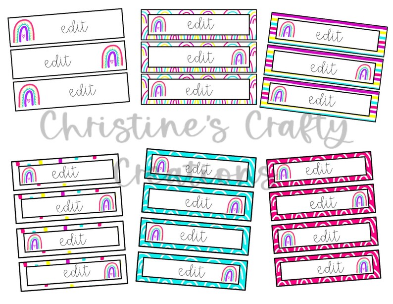 Bright Rainbow Boho Drawer Labels L Editable - Etsy