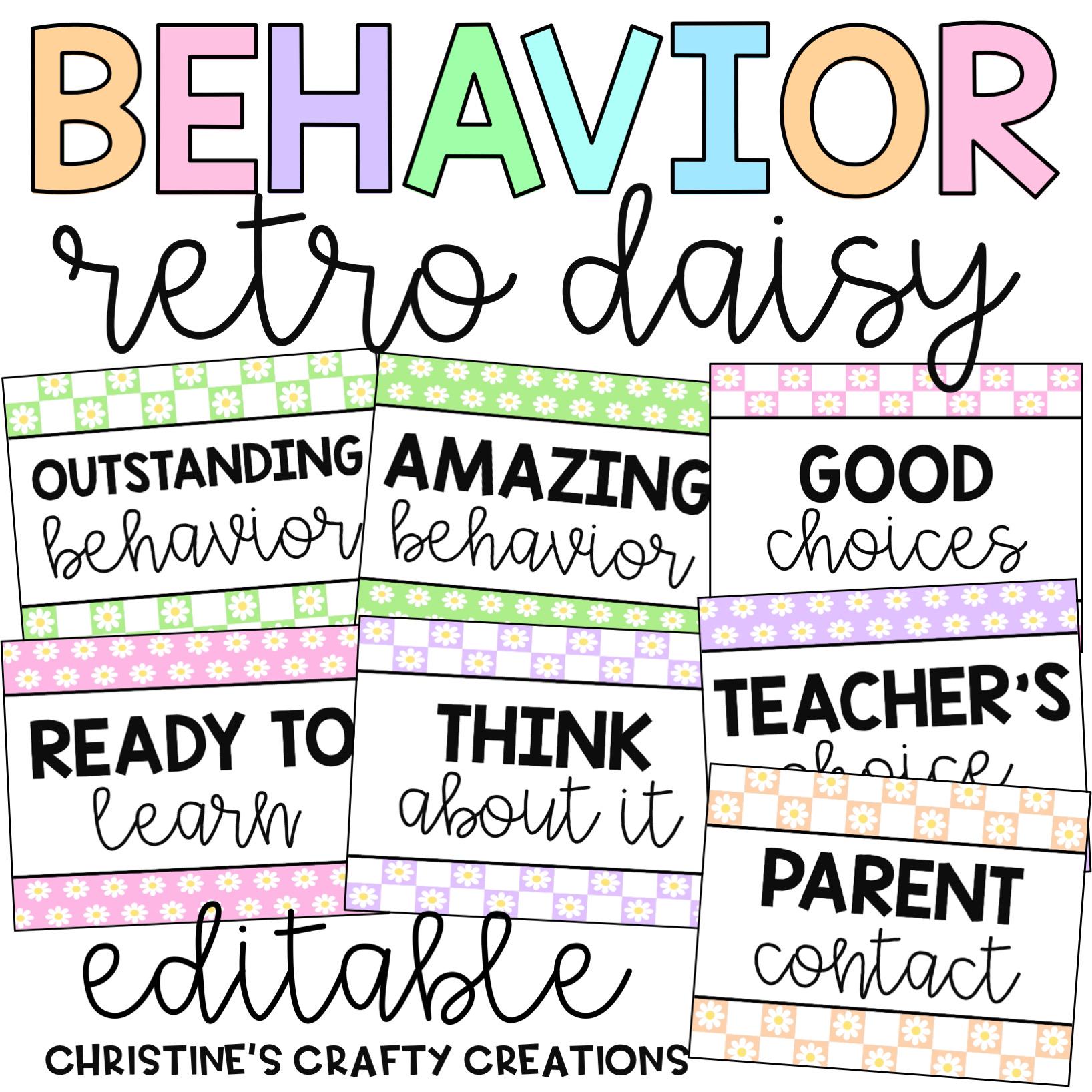Retro Daisy Behavior Chart L Editable Clip Chart - Etsy