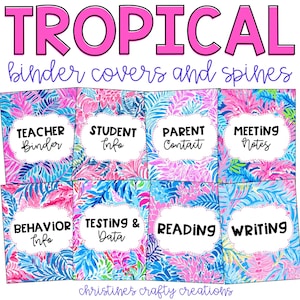 Preppy and Tropical Binder Covers and Spines L Editable - Etsy