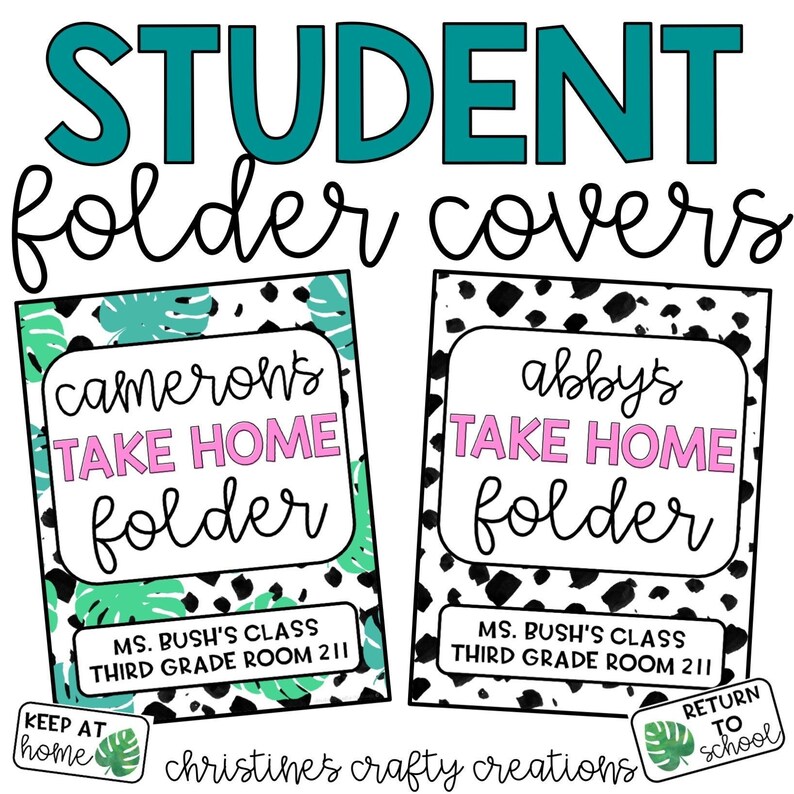 Tropical Leaves Folder Covers L Editable - Etsy