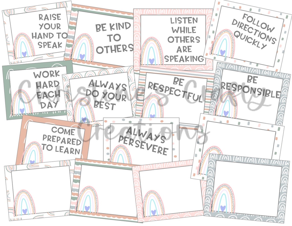 BOHO Classroom Rules Posters L Editable - Etsy UK