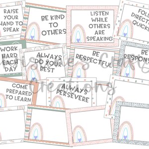 BOHO Classroom Rules Posters L Editable - Etsy
