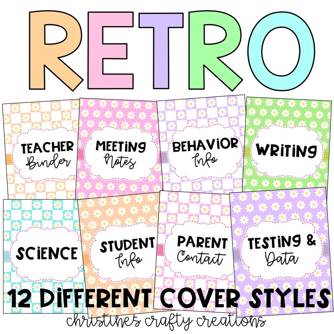 Retro Daisy Binder Covers and Spines L Editable - Etsy