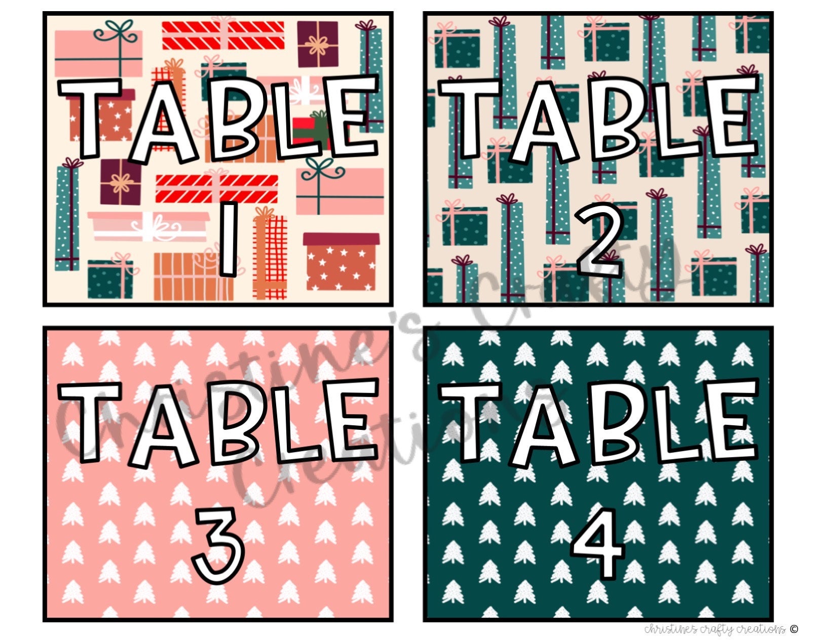 Christmas Table and Cubby Numbers - Etsy