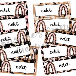 Leopard Name Tags L Editable - Etsy