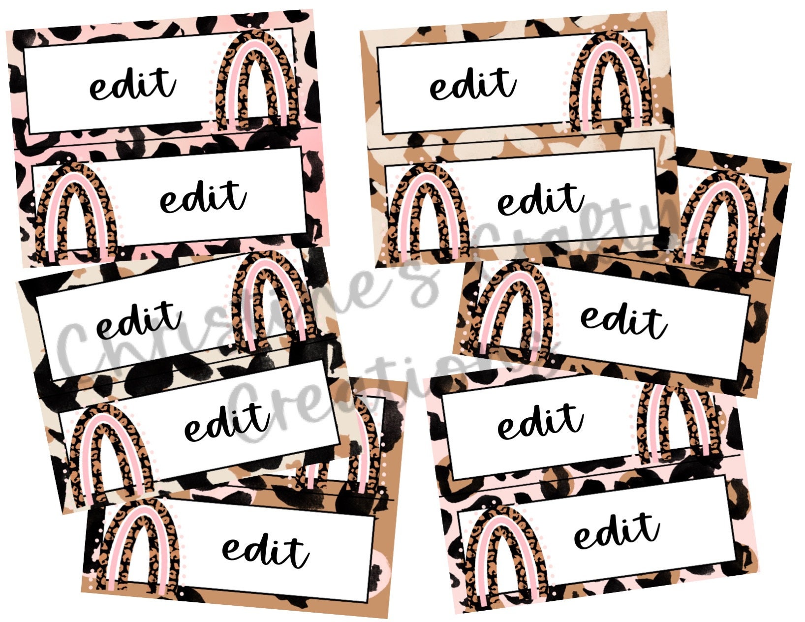 Leopard Name Tags L Editable - Etsy