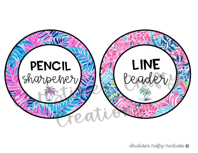 Preppy and Tropical Class Jobs L Editable - Etsy