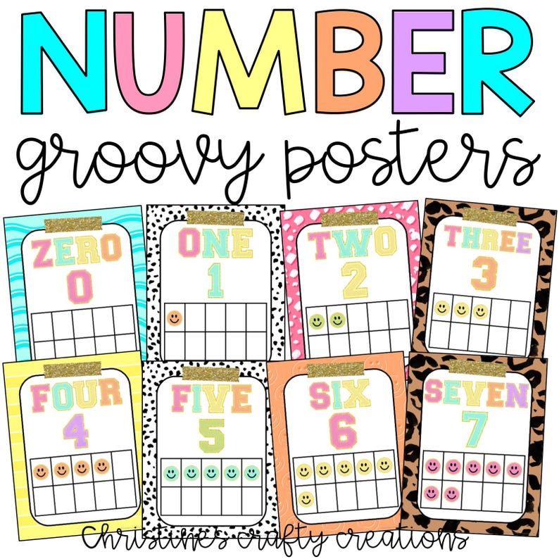Groovy Leopard and Dalmatian Number Posters 0-20 - Etsy