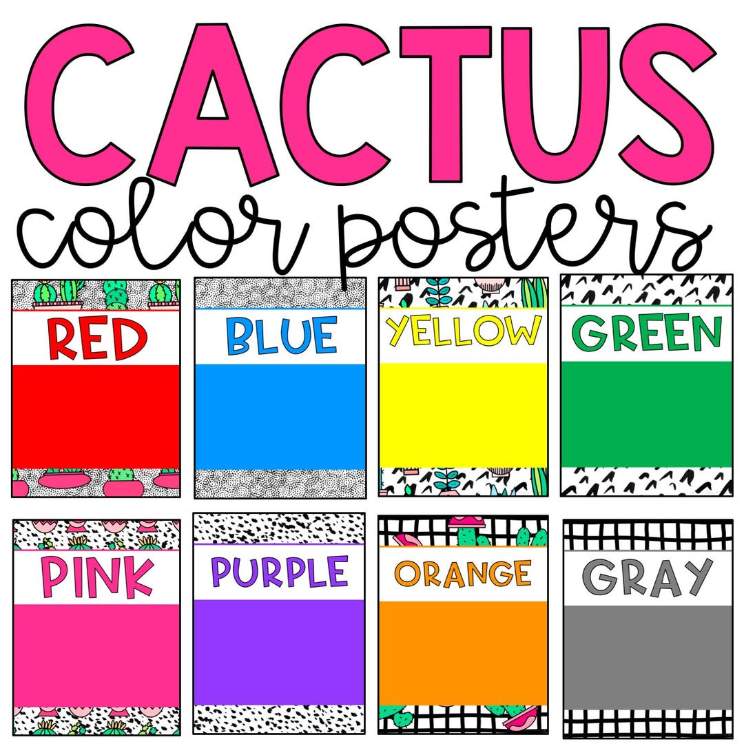 Cactus Theme Color Posters - Etsy