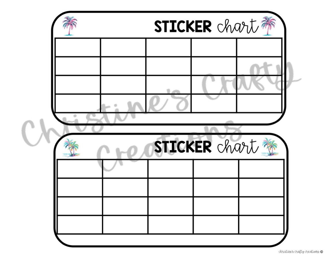 Preppy and Tropical Sticker Charts L Editable - Etsy