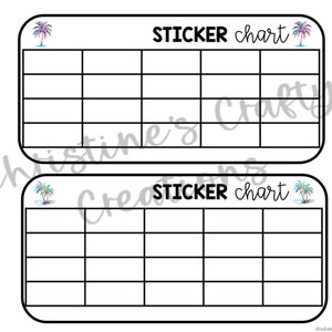 Preppy and Tropical Sticker Charts L Editable - Etsy