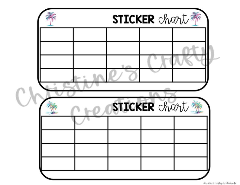 Preppy and Tropical Sticker Charts L Editable - Etsy