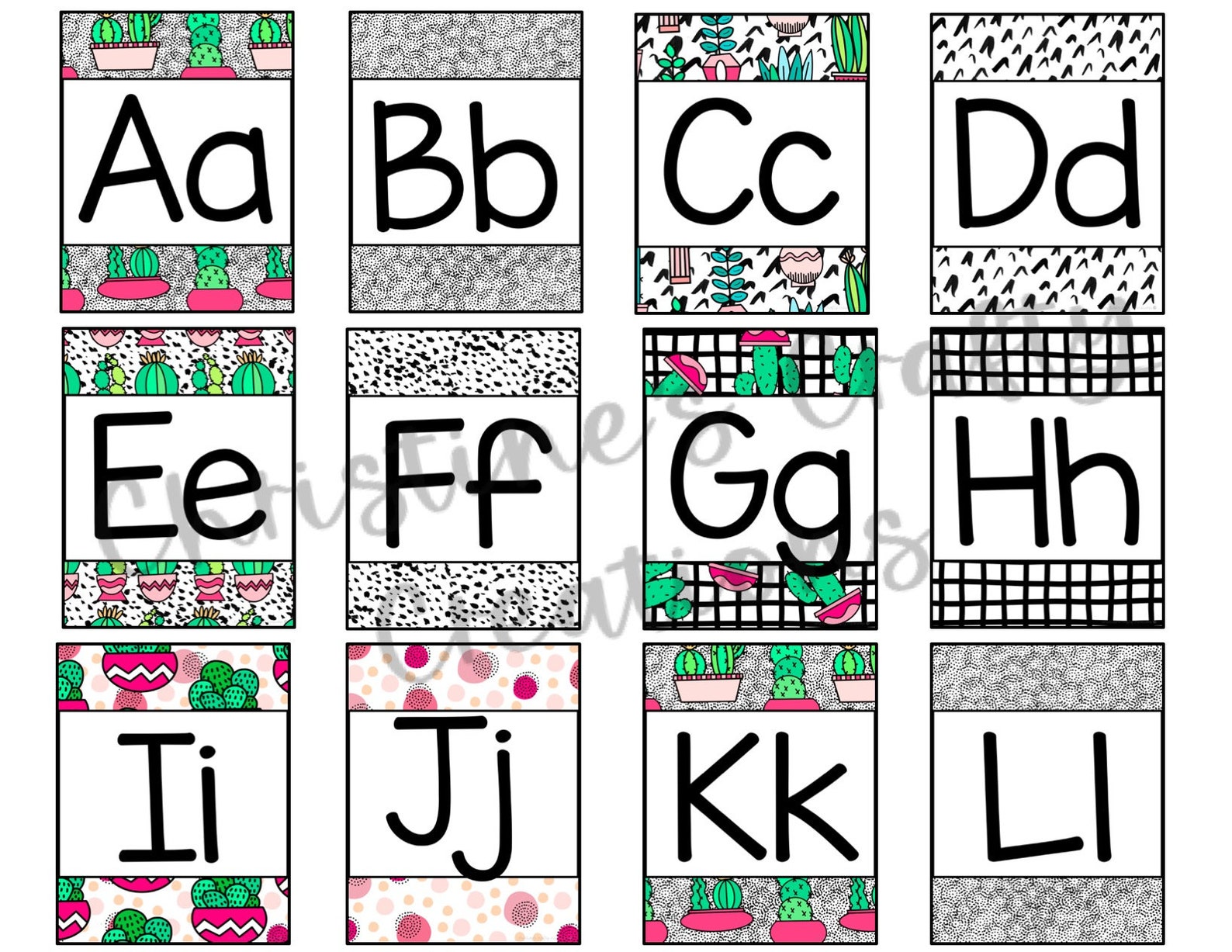 Cactus Alphabet Posters - Etsy