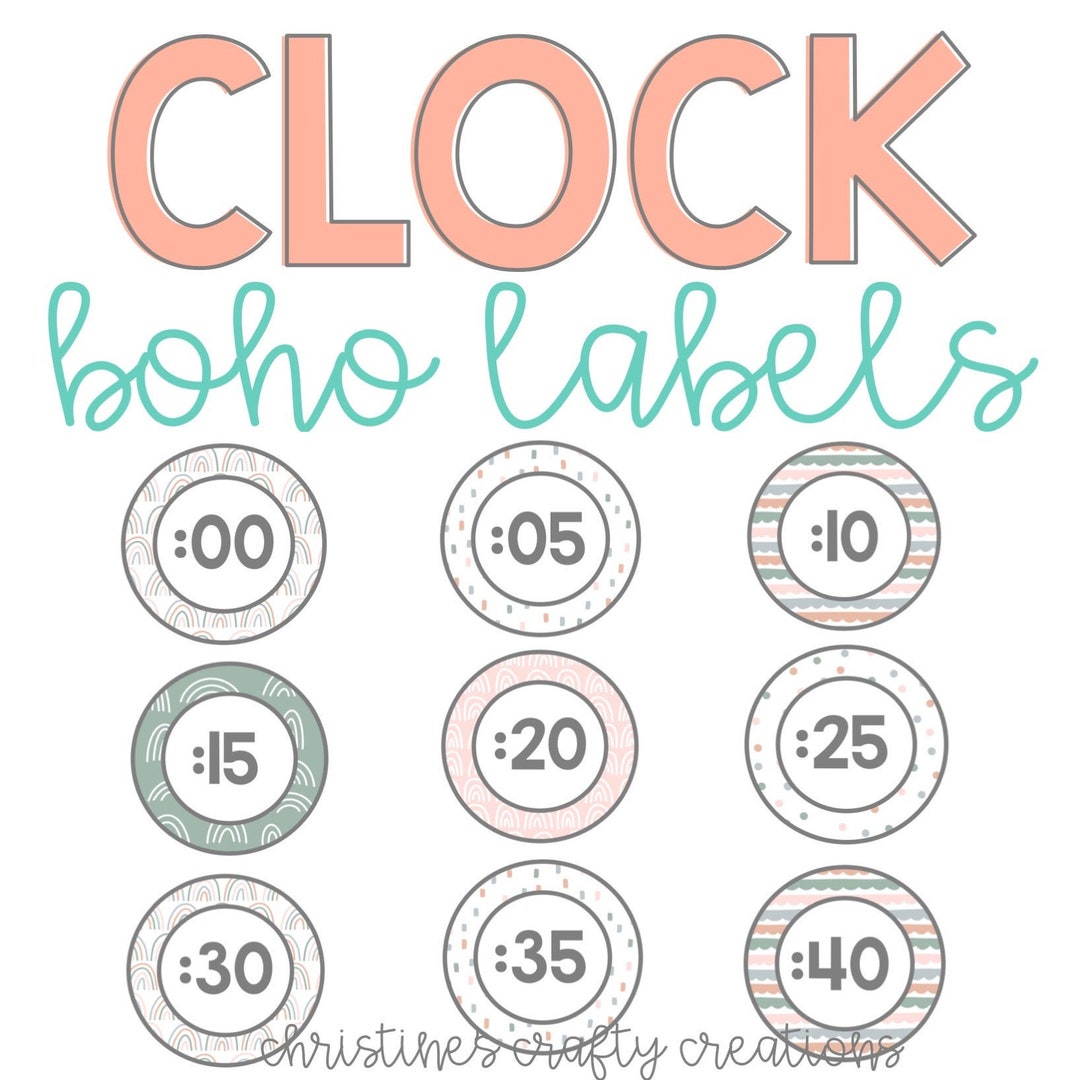 BOHO Clock Labels - Etsy