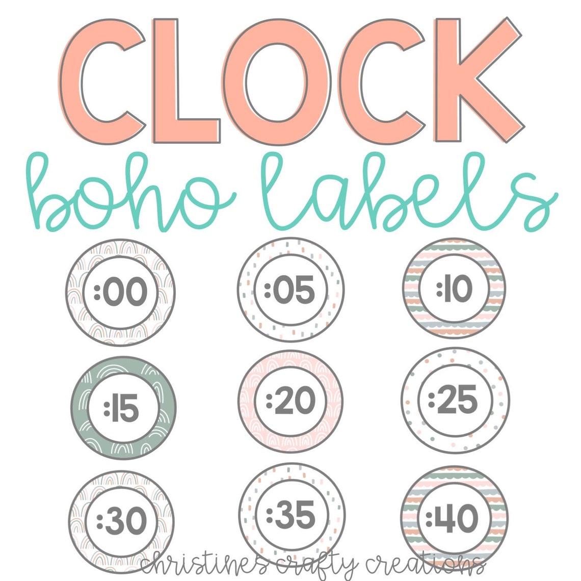 BOHO Clock Labels - Etsy
