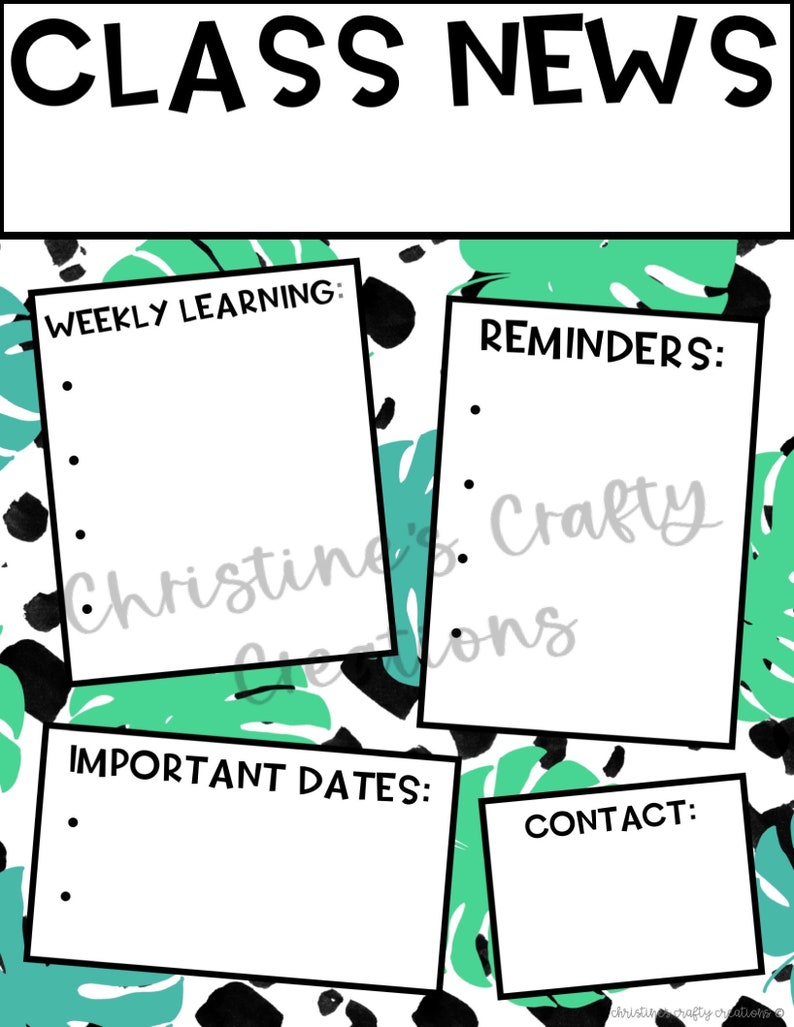 Tropical Leaves Newsletter Templates L Editable - Etsy