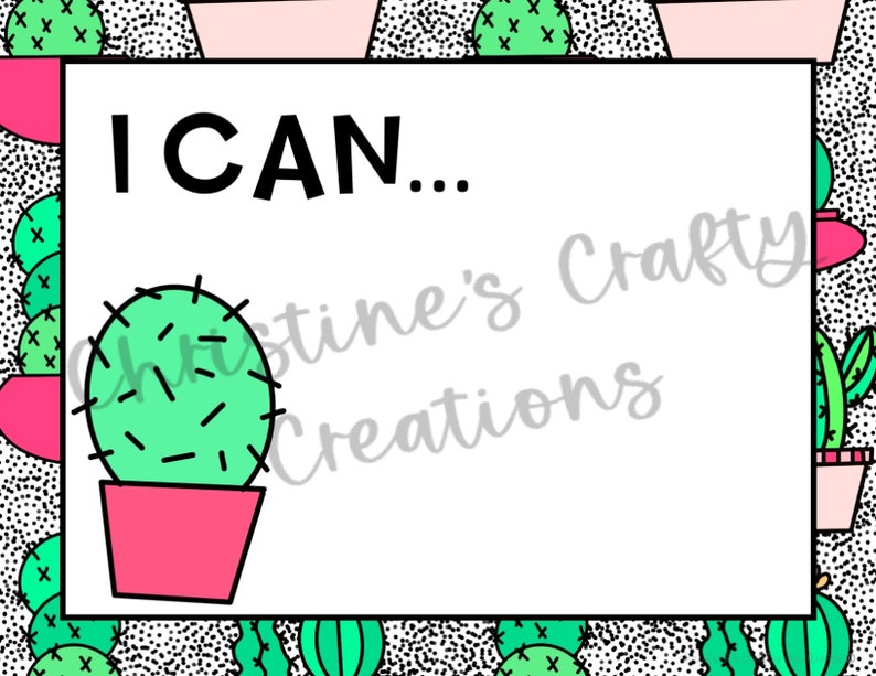 Cactus Learning Targets L Editable - Etsy