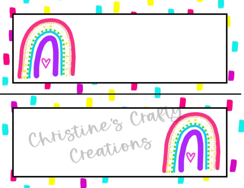 Bright Rainbow Boho Name Tags L Editable - Etsy
