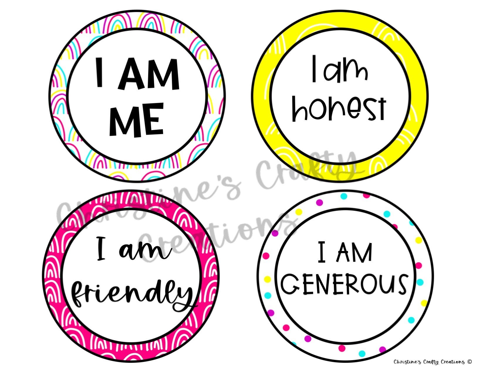 Bright Rainbow Boho Affirmation Circles L Affirmation Mirror - Etsy