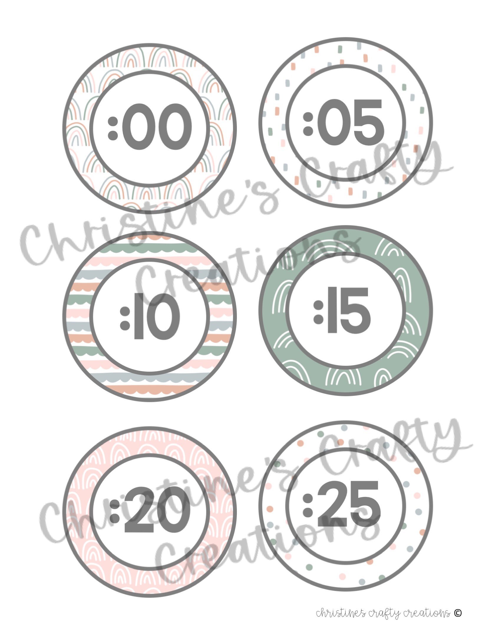 BOHO Clock Labels - Etsy