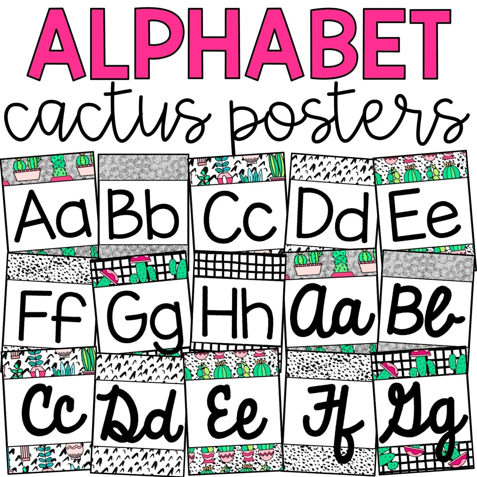 Cactus Alphabet Posters - Etsy