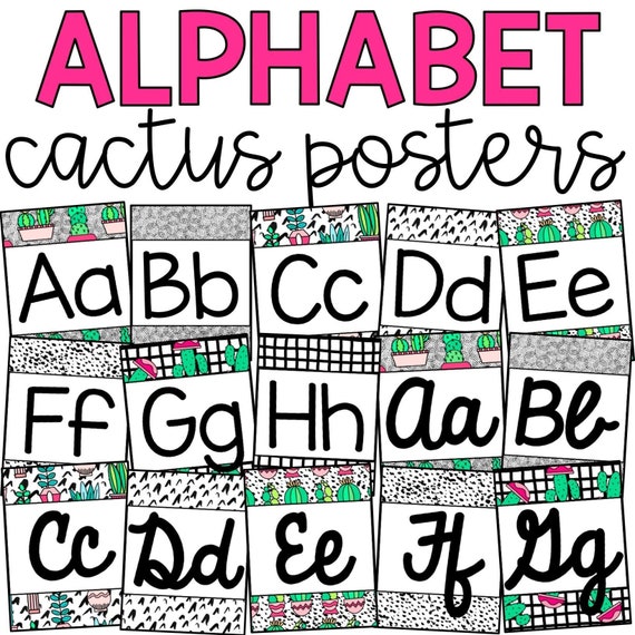 Cactus Alphabet Posters | Etsy