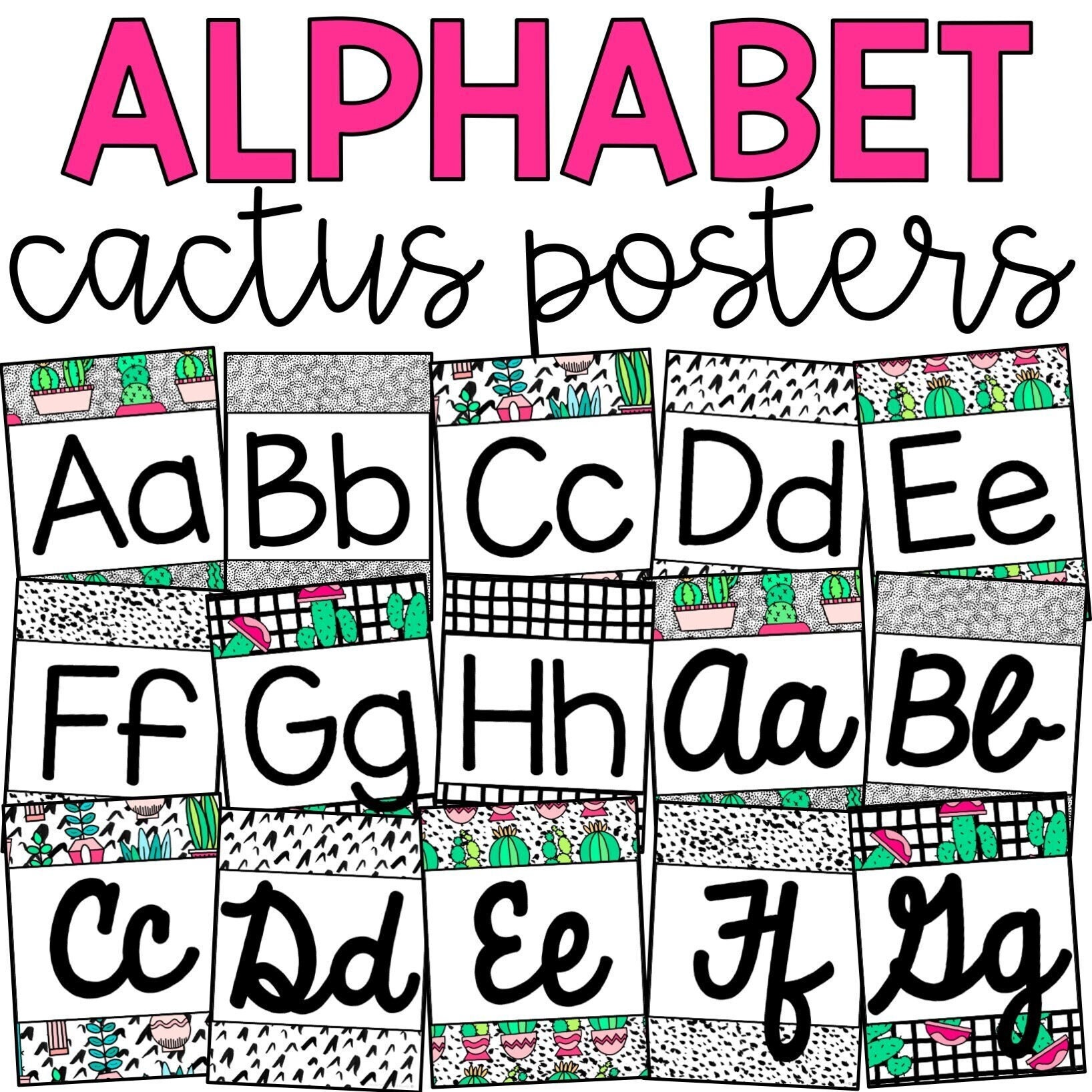 Cactus Alphabet Posters - Etsy