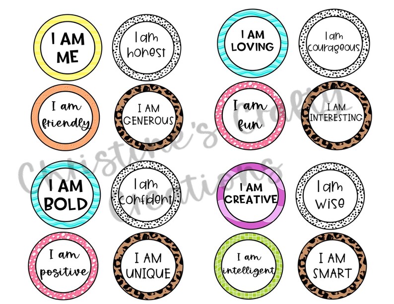 Groovy Leopard and Dalmatian Affirmation Circles L Affirmation Mirror ...