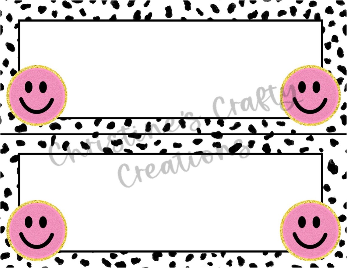 Groovy Leopard and Dalmatian Name Tags L Editable - Etsy