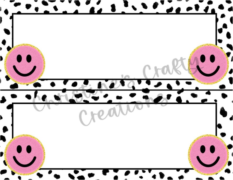 Groovy Leopard and Dalmatian Name Tags L Editable - Etsy
