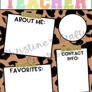 Groovy Leopard and Dalmatian Meet the Teacher Page L Editable - Etsy